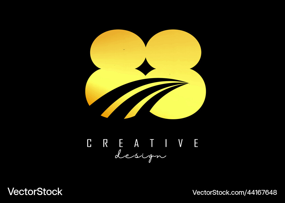 Golden creative number 88 8 logo with leading Vector Image