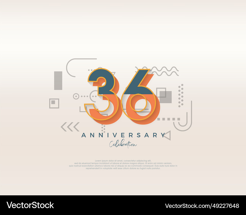 Modern cartoon design simple for 36th anniversary Vector Image