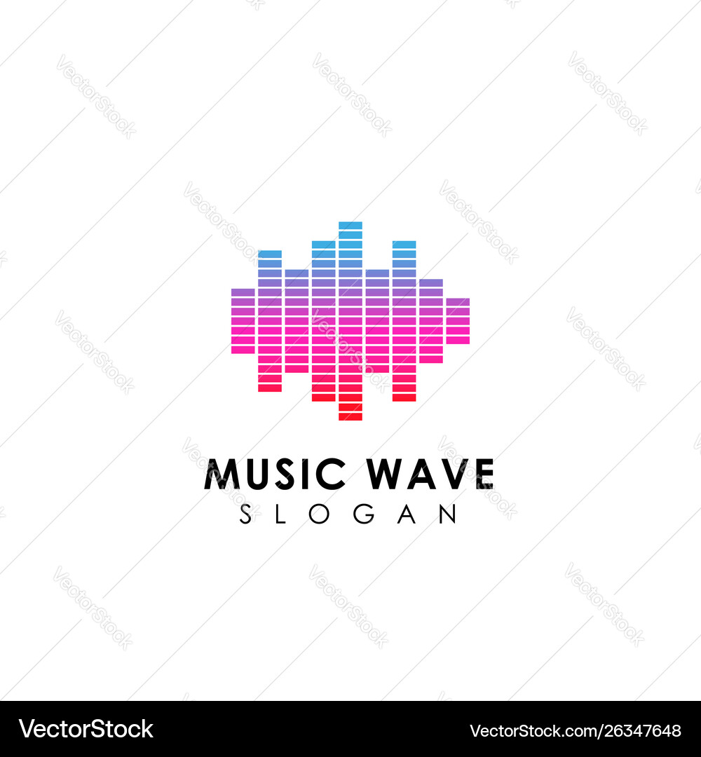 Musik Tech Logo Design Sound Wave Symbol Vektorbild