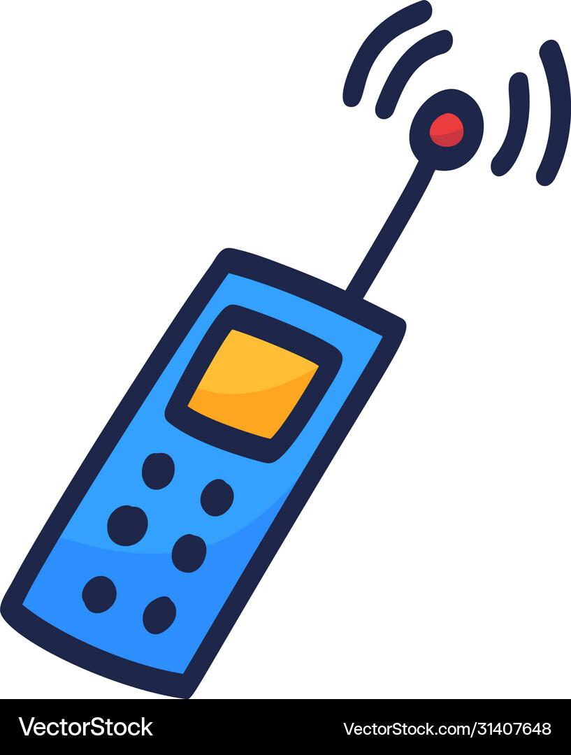 Phone icon is hand-drawn in cartoon doodle Vector Image