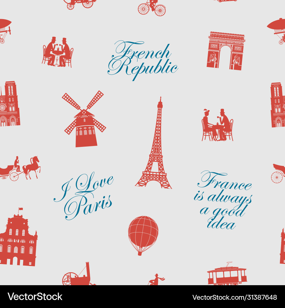 Seamless pattern on france and paris theme Vector Image