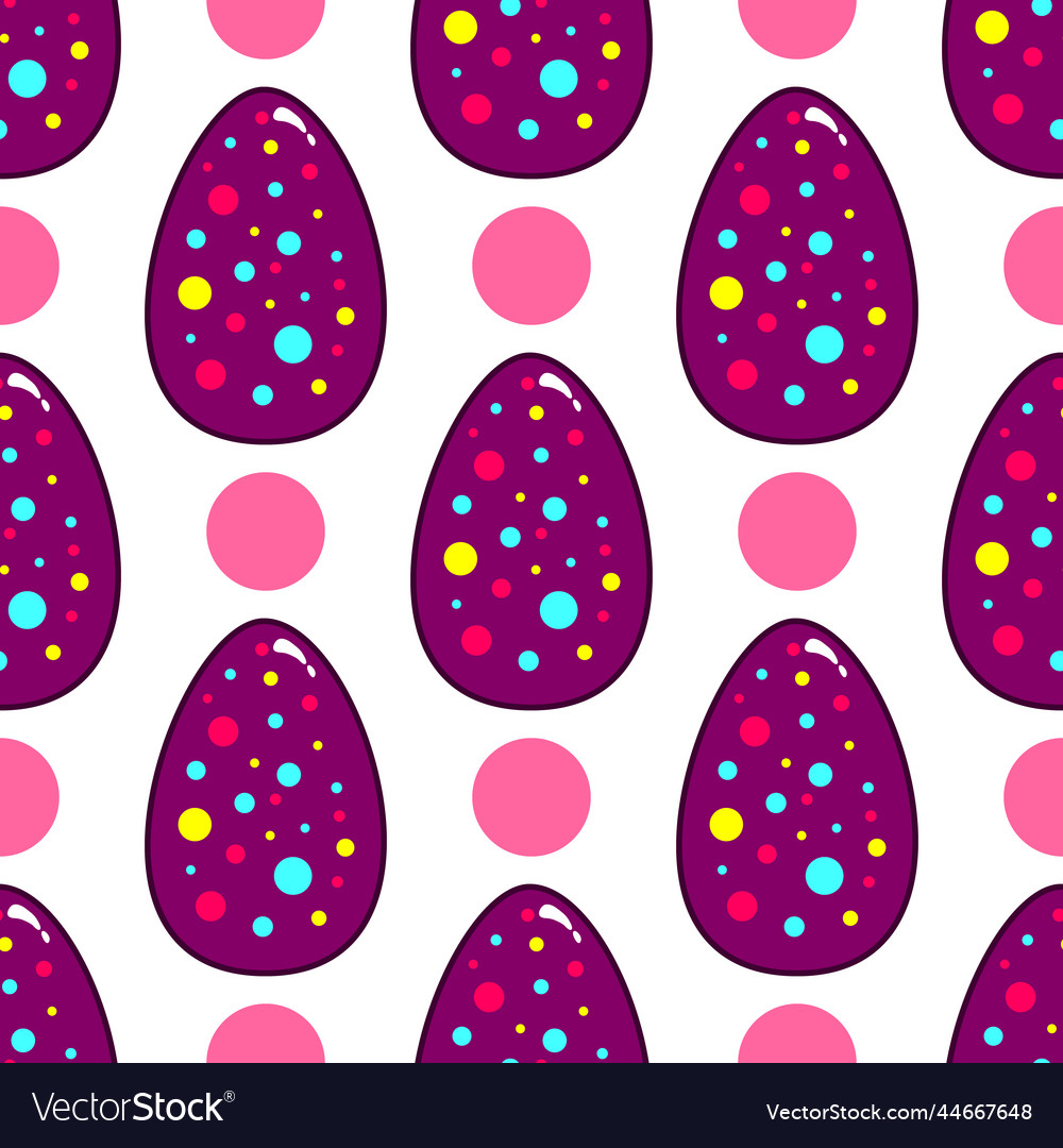 Seamless pattern with cartoon easter eggs Vector Image