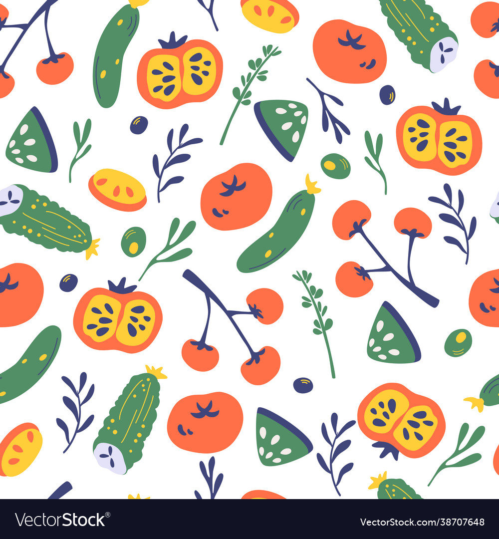 Seamless pattern with vegetables cucumbers Vector Image