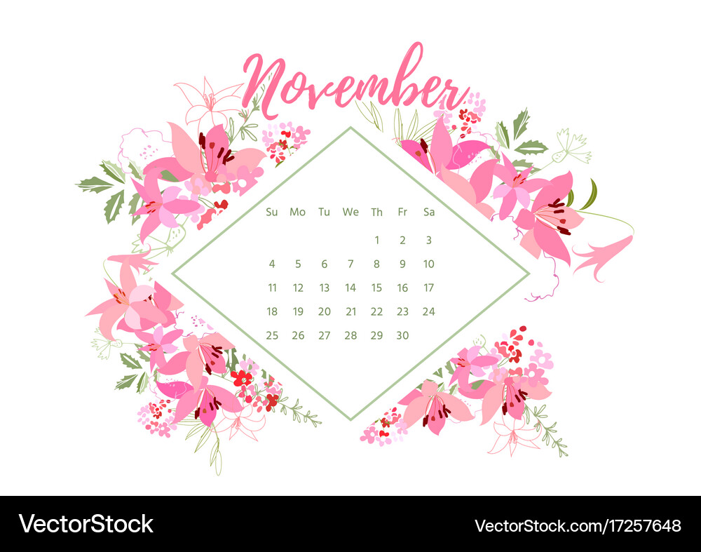 Vintage floral calendar 2018 Royalty Free Vector Image