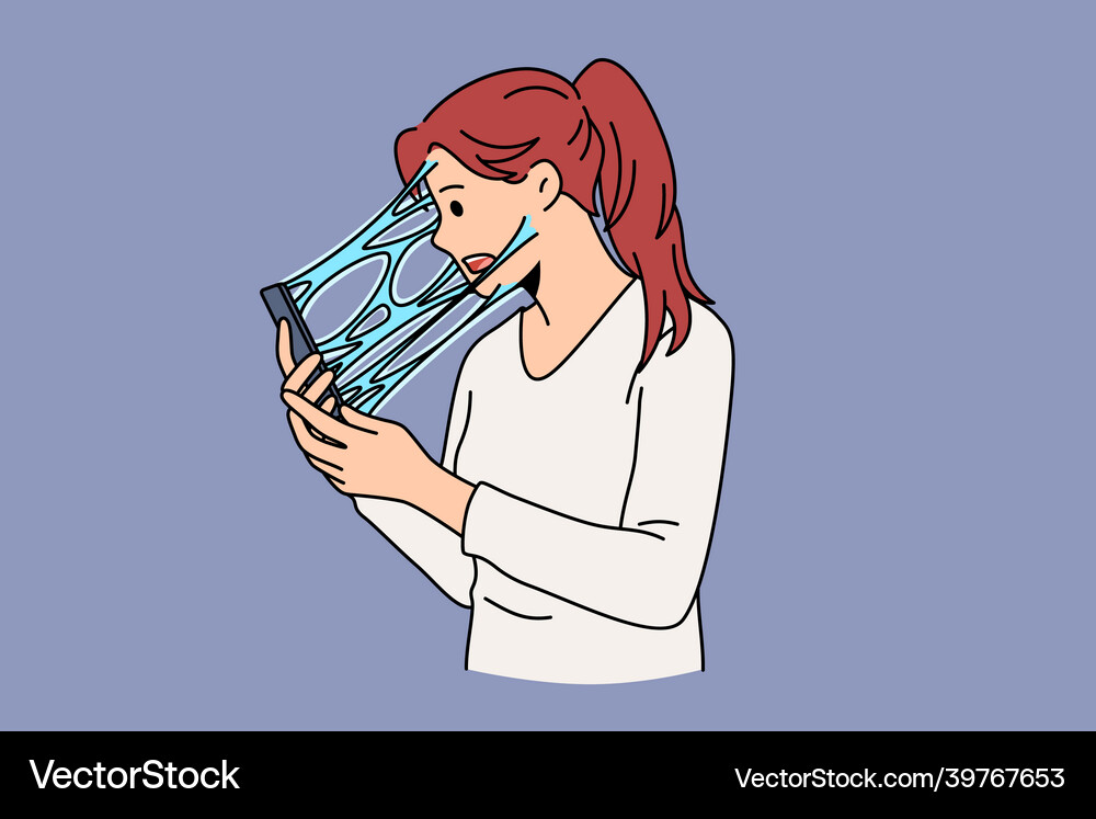 Addiction to internet and phone concept Royalty Free Vector