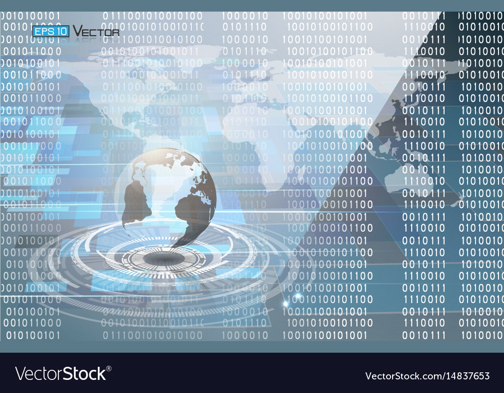 Binary code and world map Royalty Free Vector Image