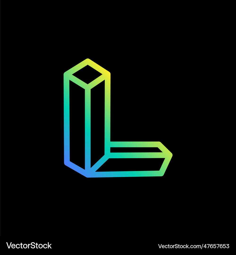Isometric l letter logo neon lights emblem Vector Image