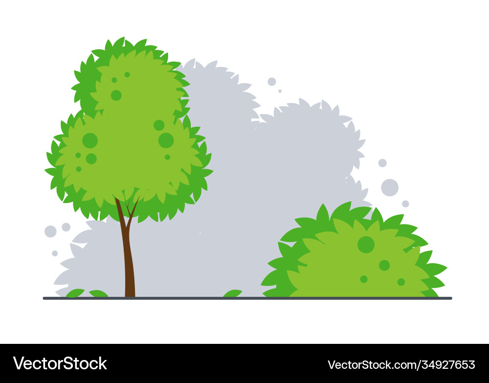 Landscape with tree and bush park or forest Vector Image