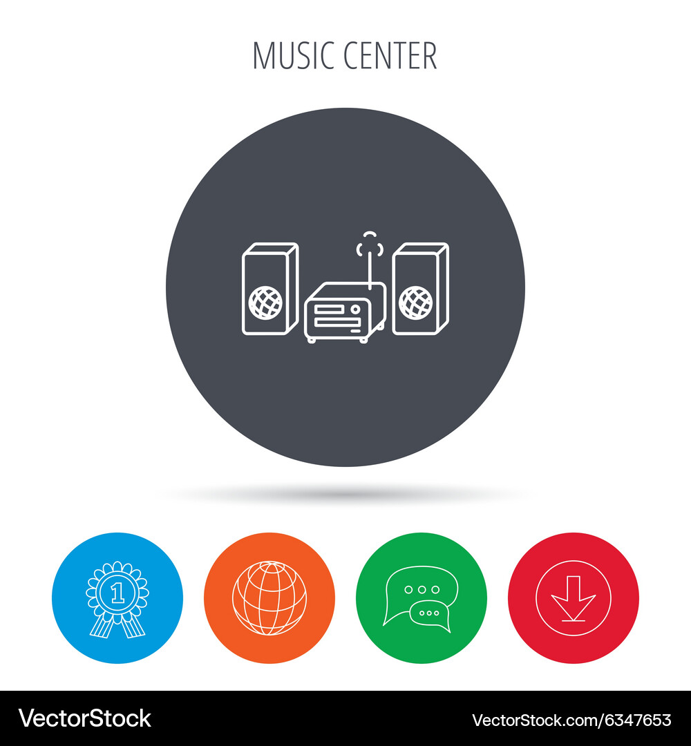 Music center icon stereo system sign Royalty Free Vector