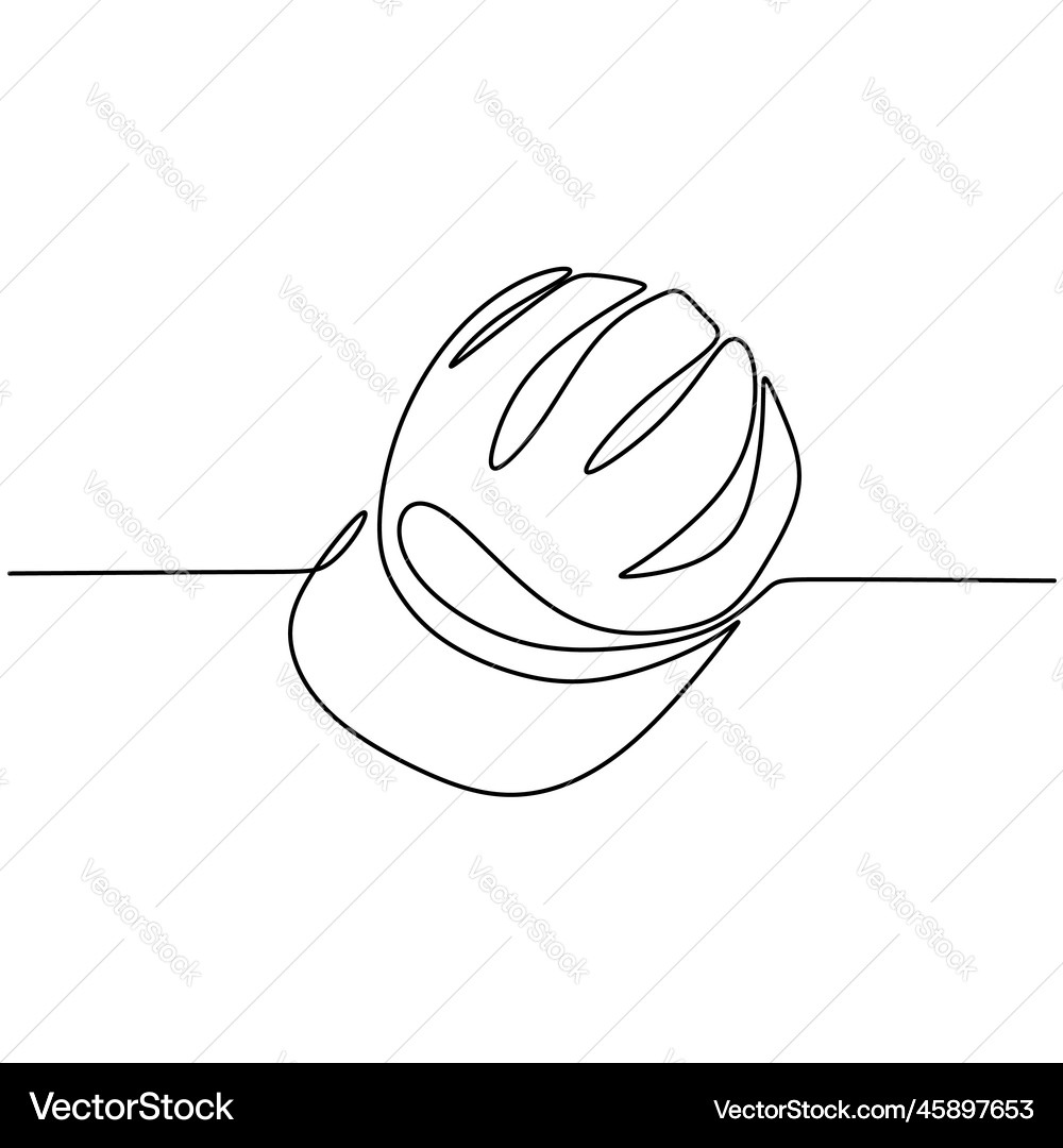 One line drawing of isolated object hard hat Vector Image