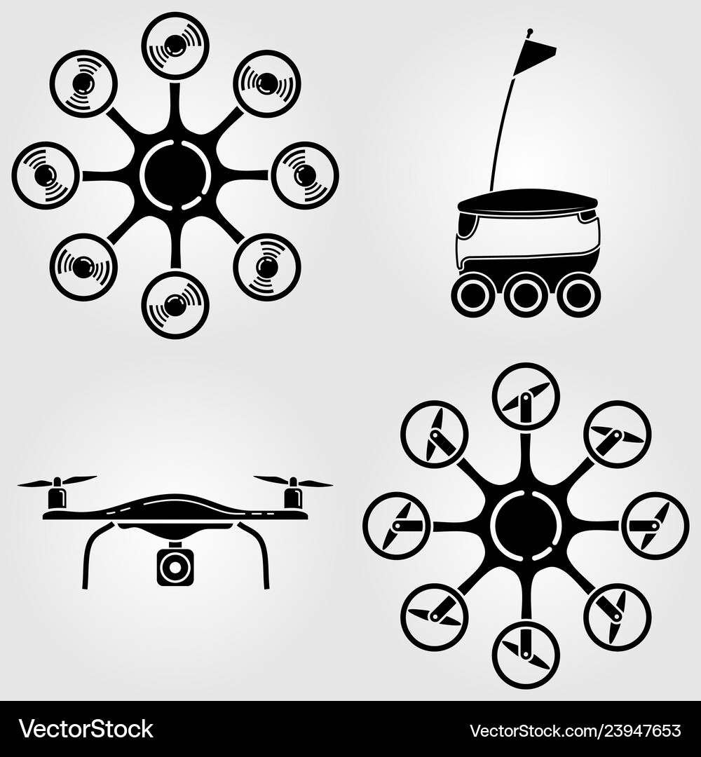 Set of modern drone icons Royalty Free Vector Image