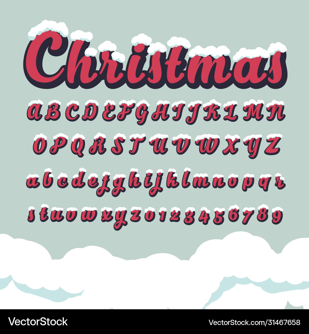Alphabetic fonts and numbers for christmas Vector Image