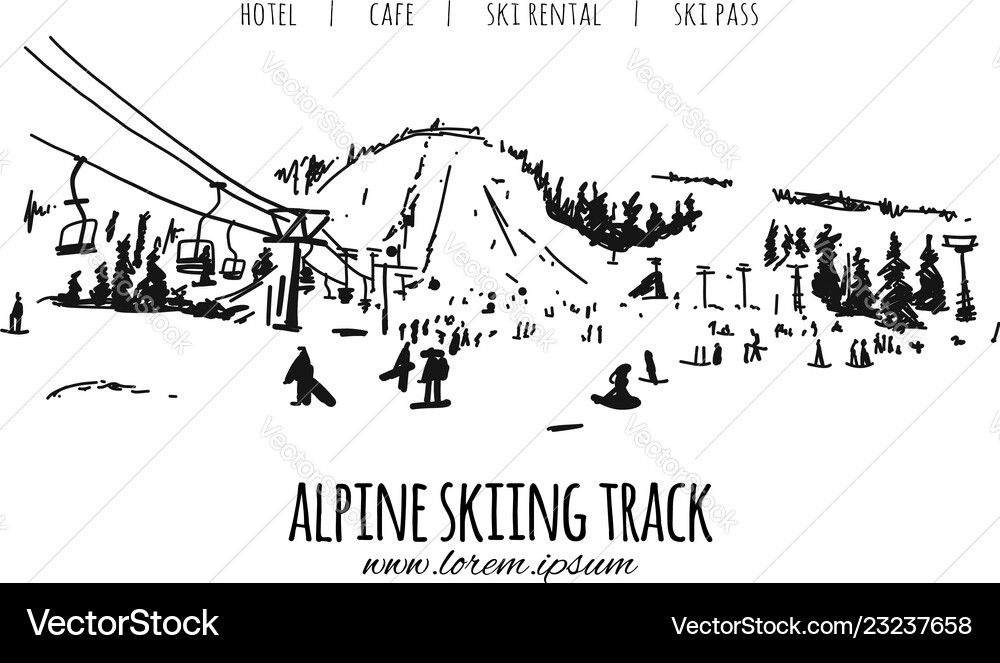 Alpine skiing track sketch for your design Vector Image