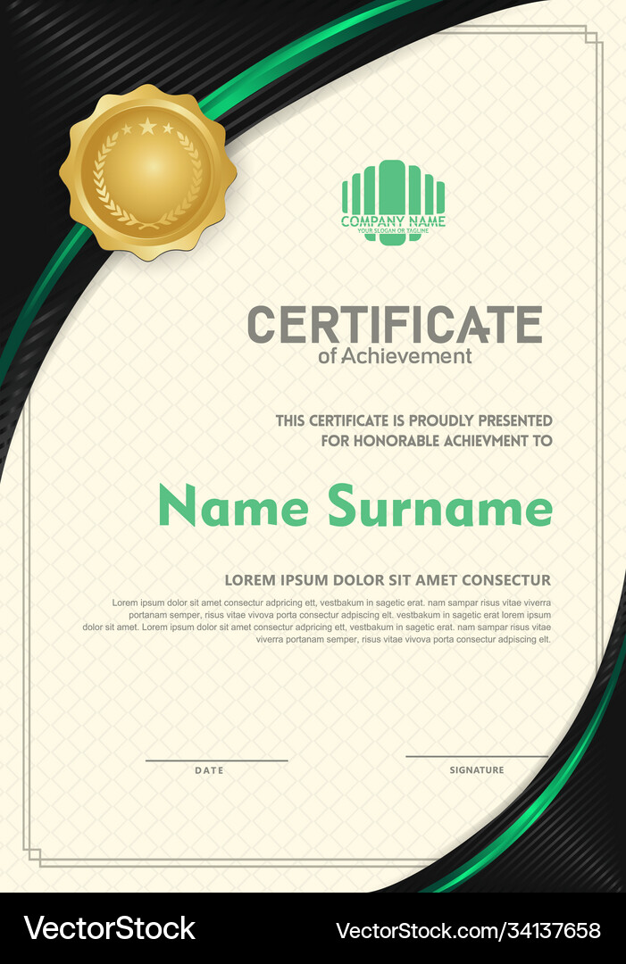 Certificate template with circular angel and line Vector Image