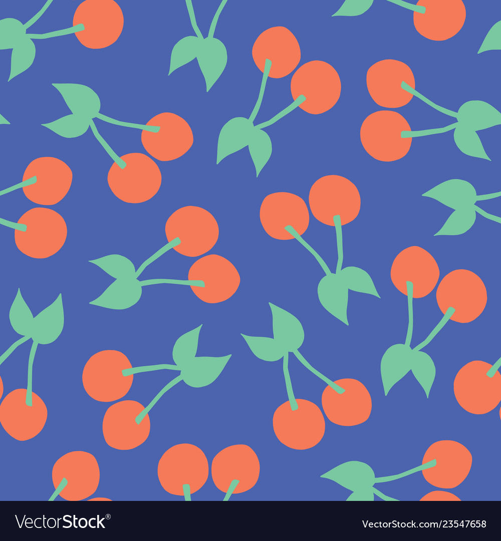 Cherries pattern seamless background Royalty Free Vector