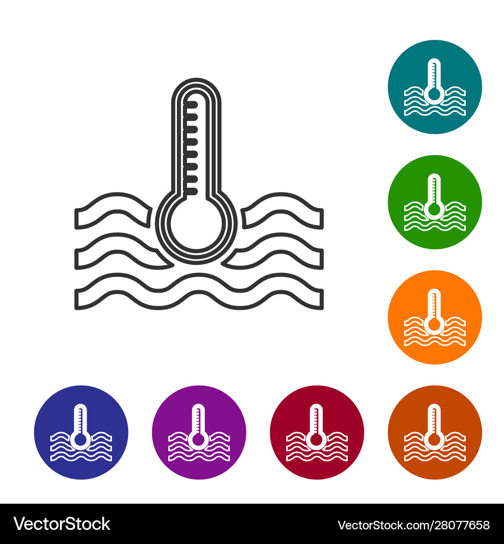 Grey line water thermometer measuring heat Vector Image