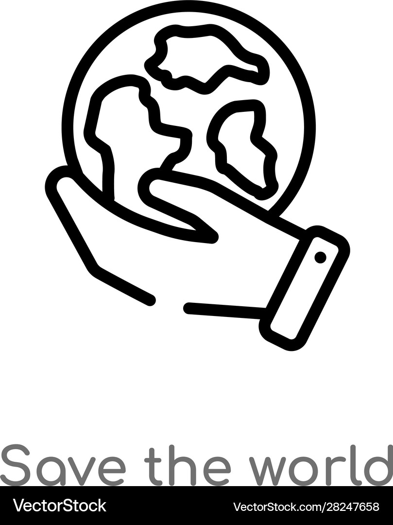 Outline save world icon isolated black simple Vector Image