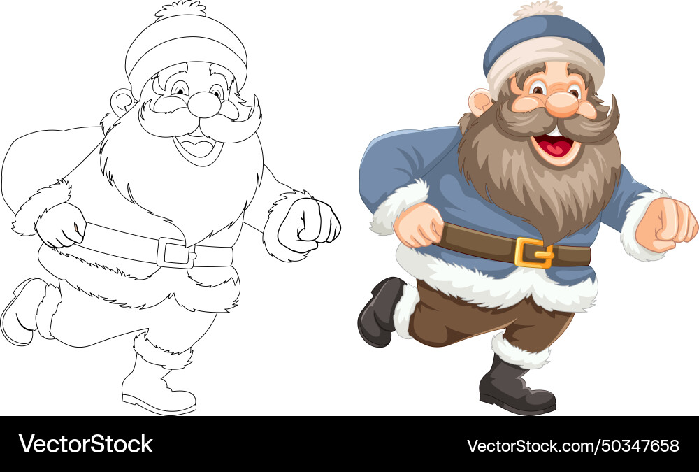 Santa colored and line art versions Royalty Free Vector