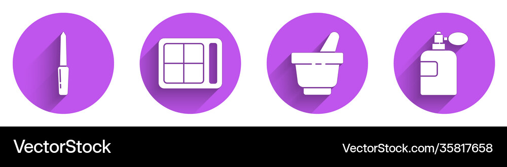 Set nail file eye shadow palette mortar Royalty Free Vector