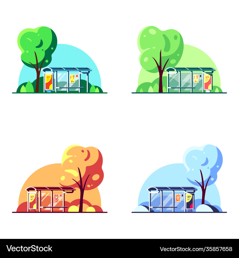 Set seasonal banners for bus schedule Royalty Free Vector