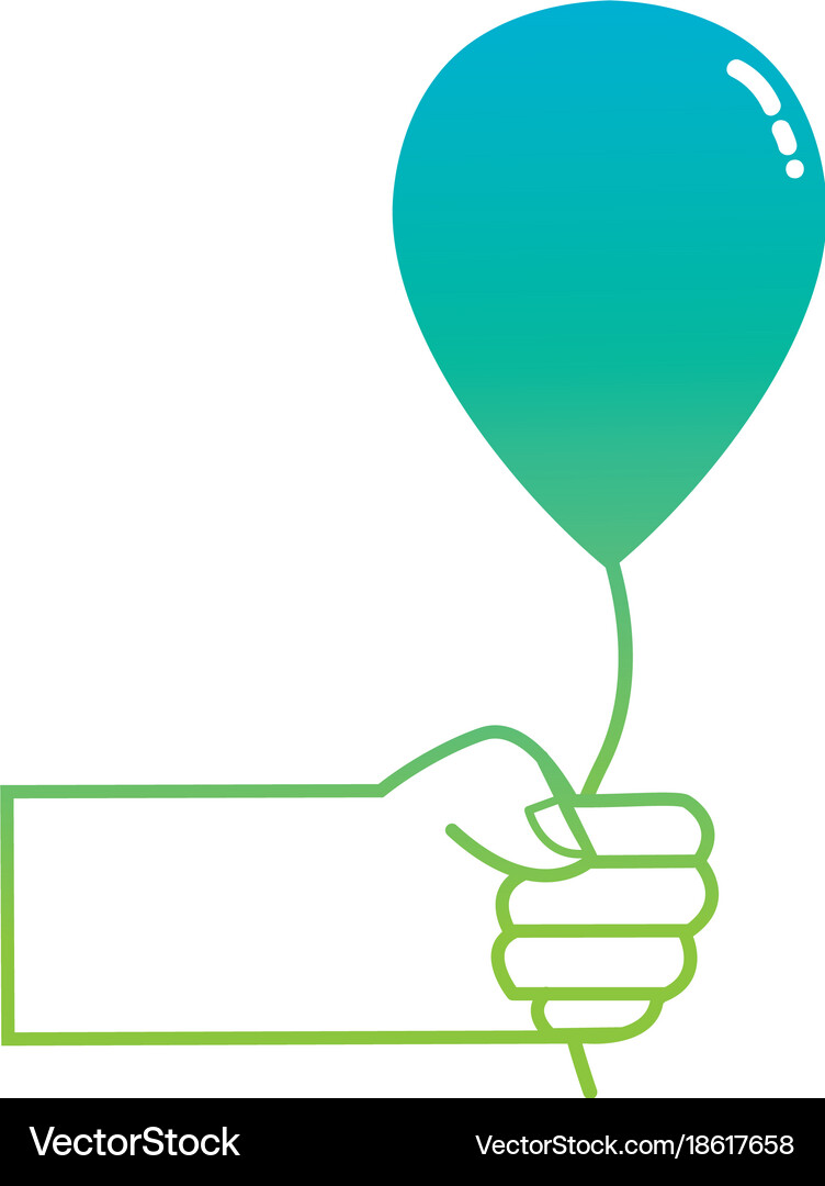 Silhouette hand with balloon design decoration Vector Image