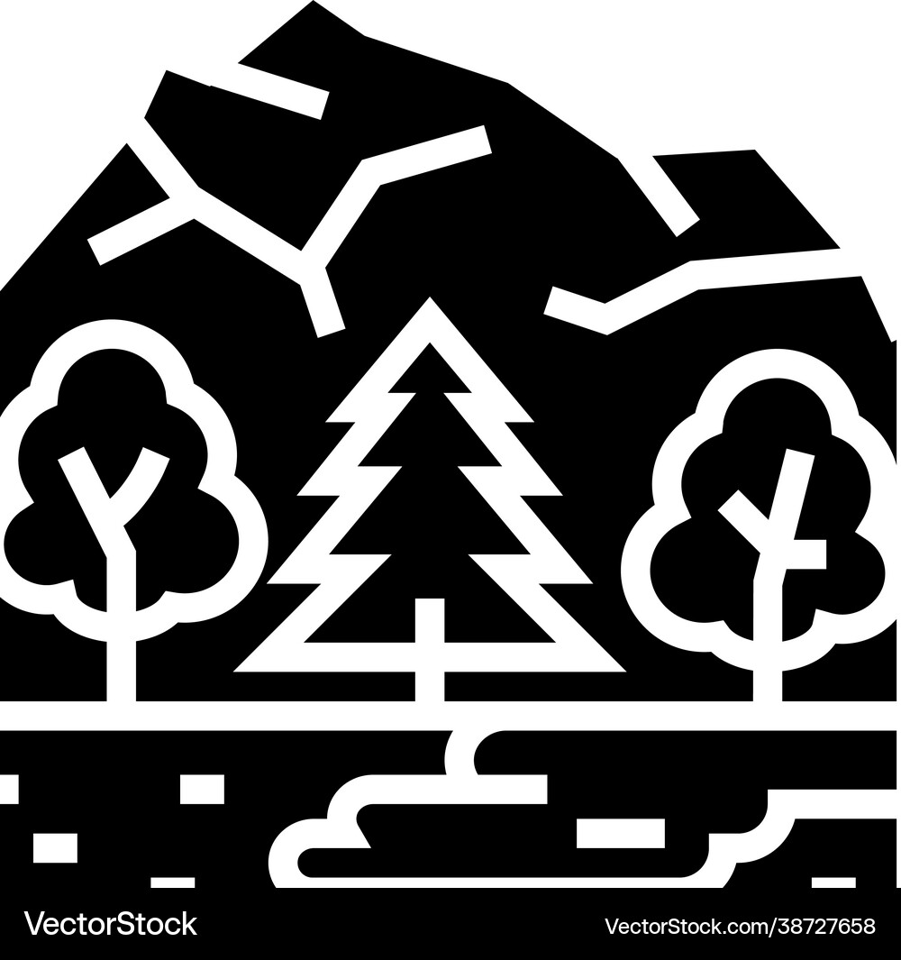 Taiga landscape glyph icon Royalty Free Vector Image