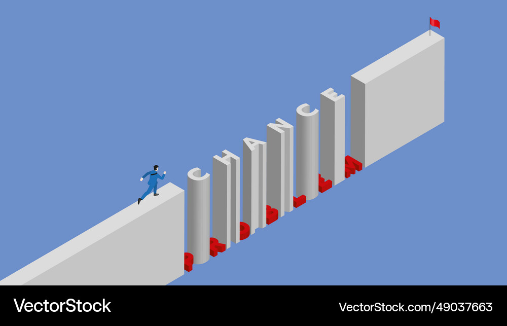 Businessman runs on step text chance alternate Vector Image