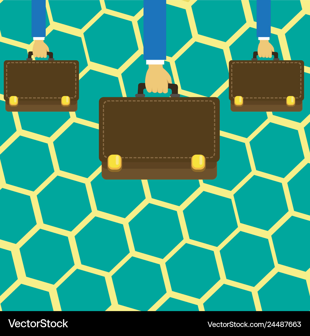 Businessmen hands carrying brown briefcase Vector Image