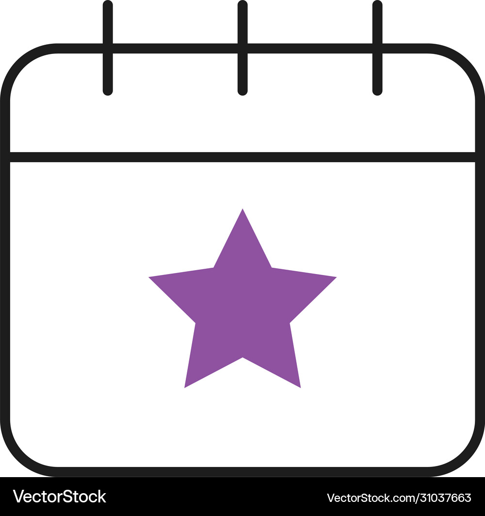 Calendar with star icon half line color Royalty Free Vector