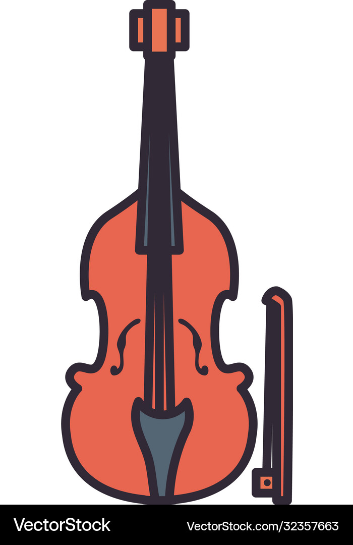 Cello instrument line and fill style icon Vector Image