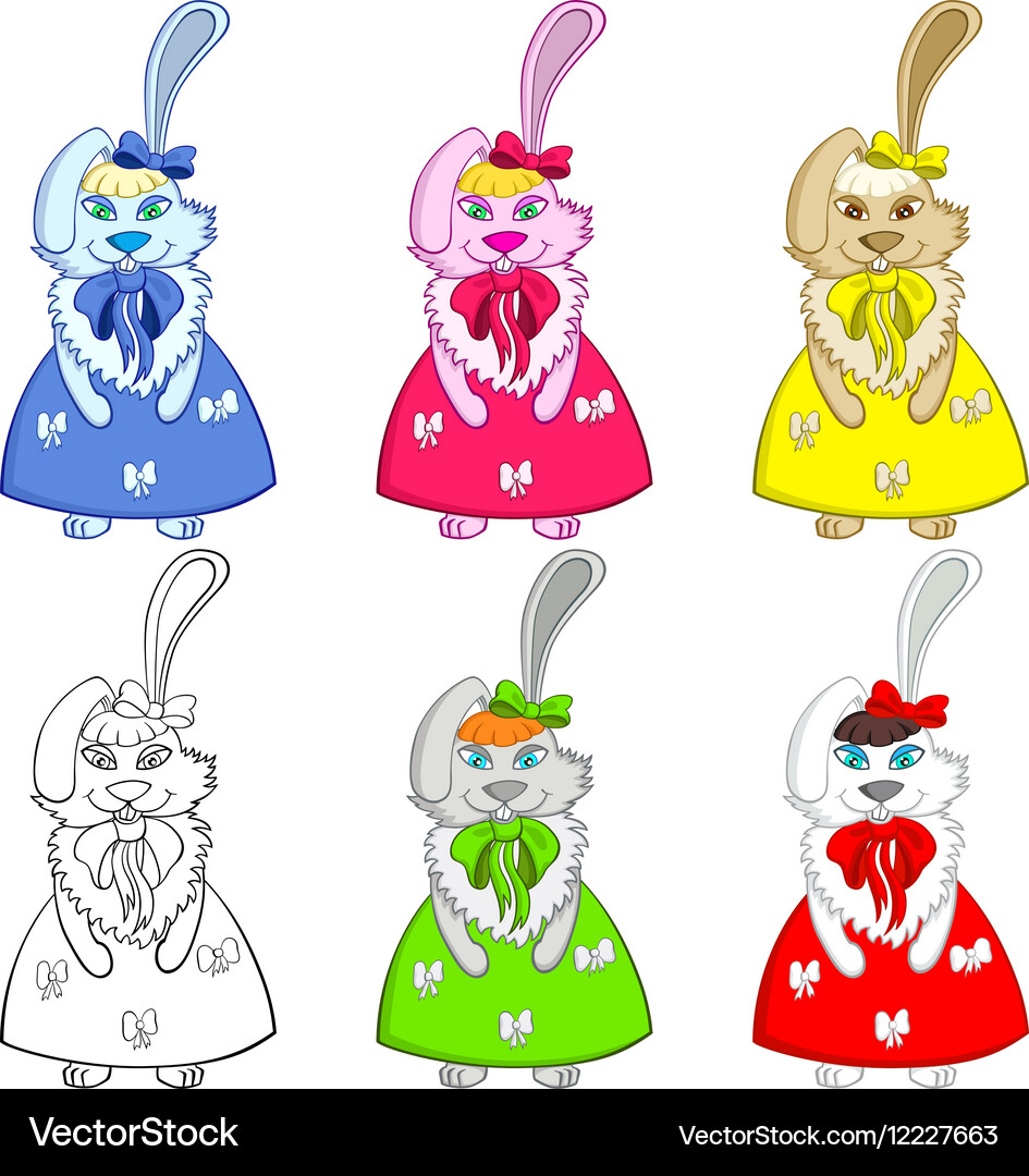 Easter bunny girls colorful Royalty Free Vector Image