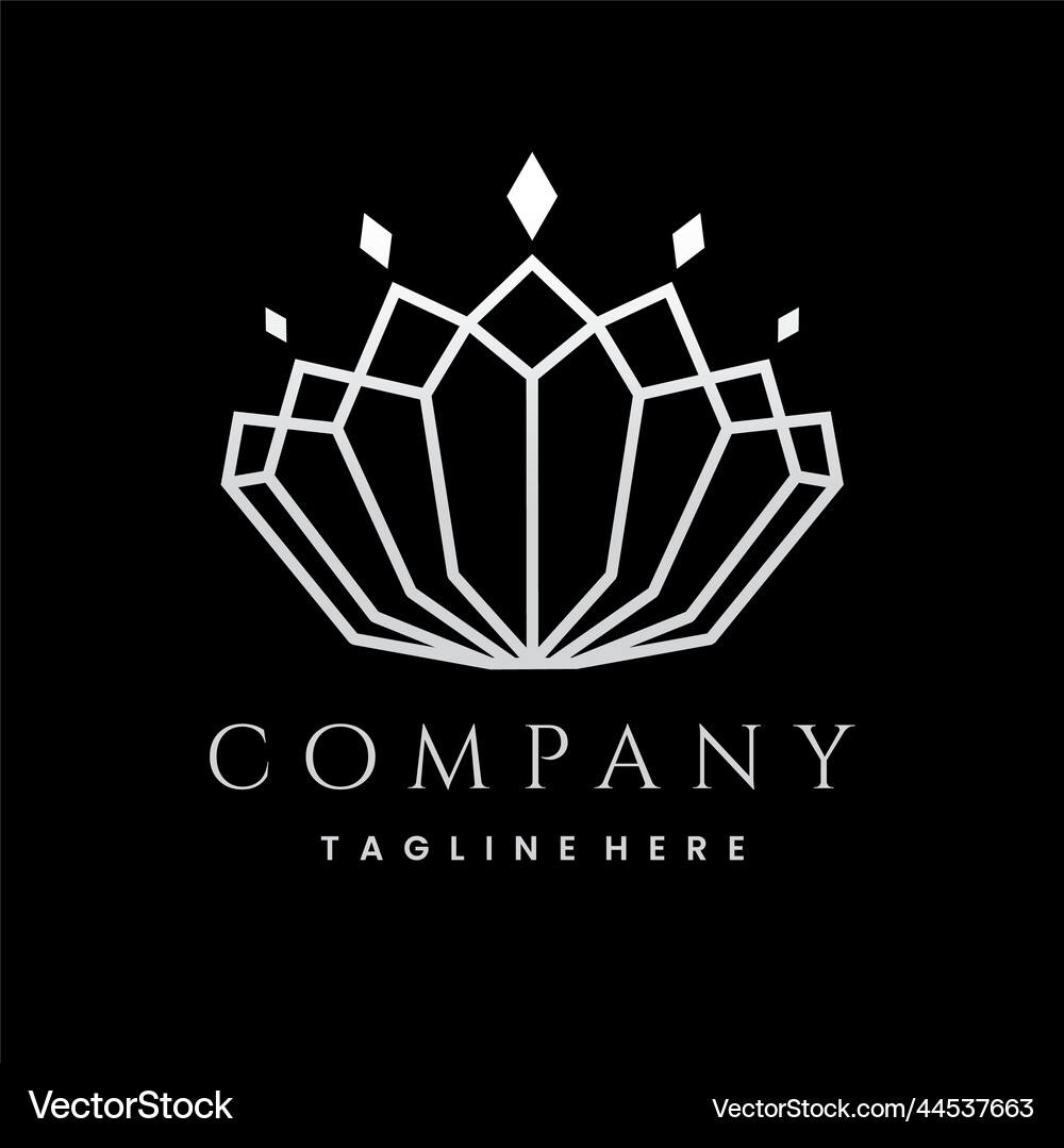 Elegant lotus diamond crown logo design Royalty Free Vector