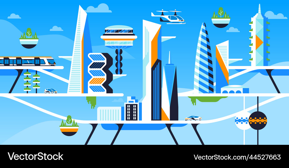 Environmentally safe city flat Royalty Free Vector Image