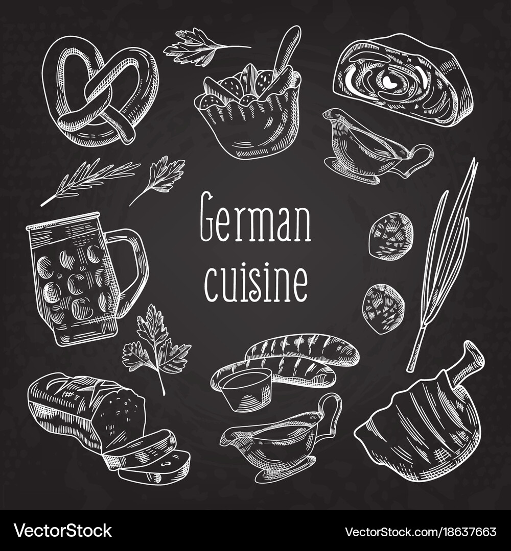 German traditional food hand drawn doodle Vector Image