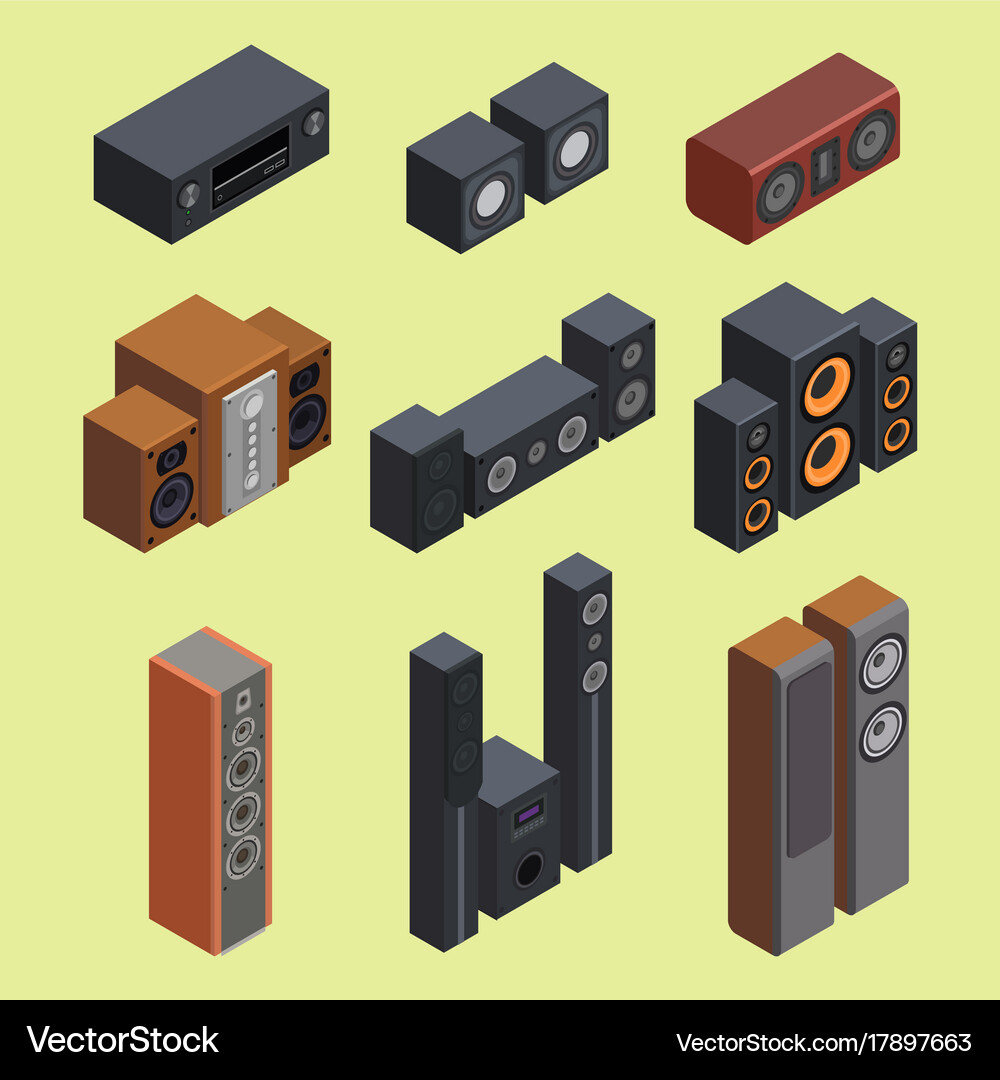 Home isometric sound system stereo acoustic 3d Vector Image