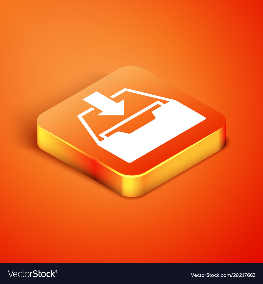 Isometric download inbox icon isolated on orange Vector Image Isometric download inbox icon isolated on orange Vector Image