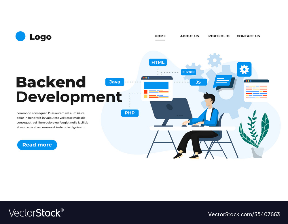 Modern flat design backend development can Vector Image
