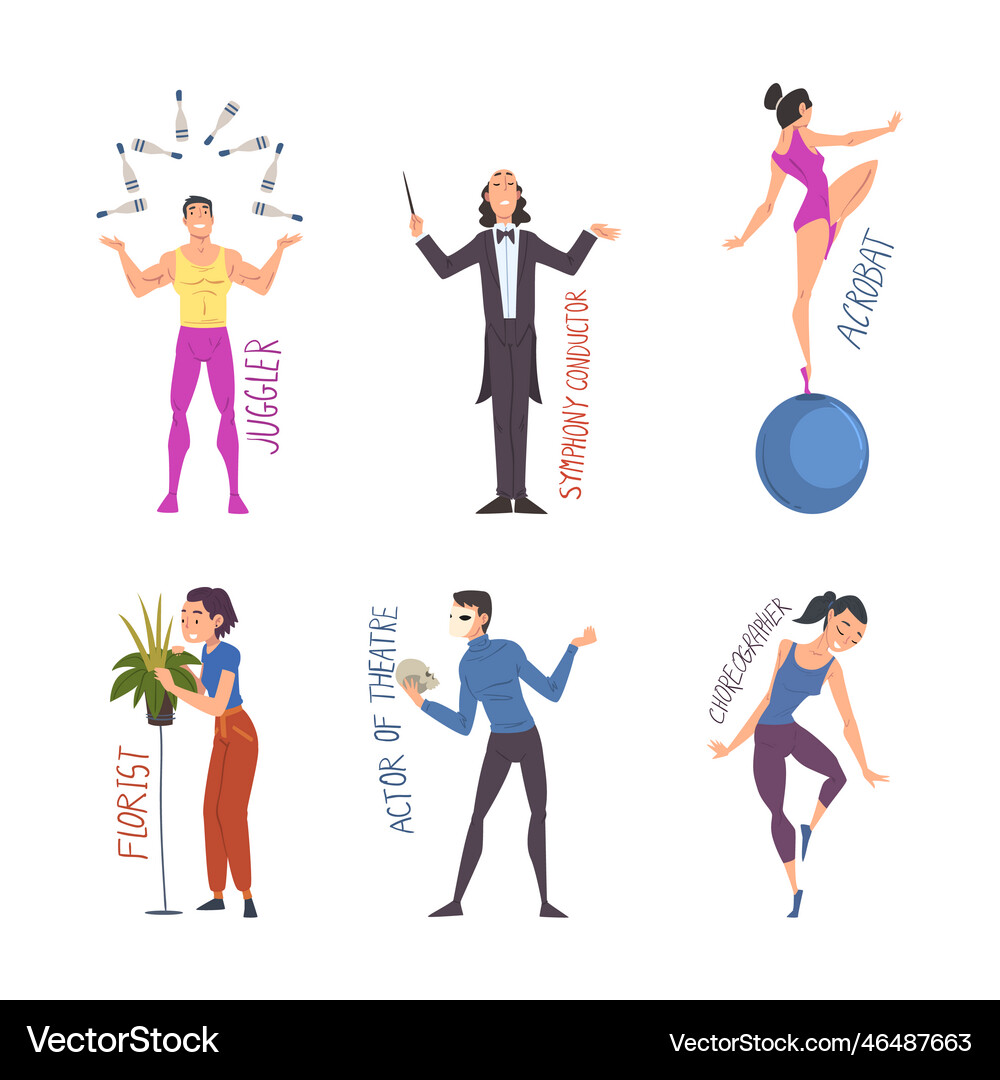 People of creative professions set juggler Vector Image
