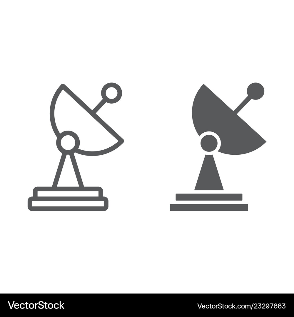 Radar line and glyph icon tv receiver Royalty Free Vector