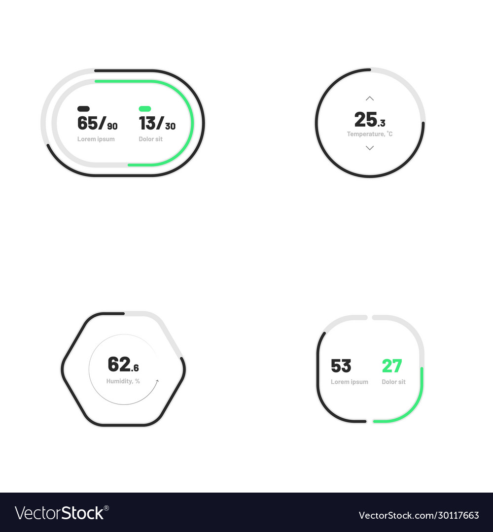 Set with collection indicator template Royalty Free Vector