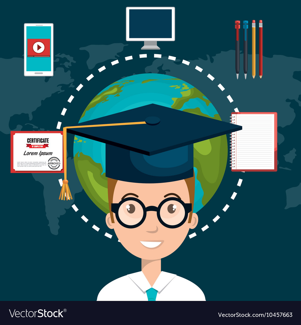 Student elearning education icon Royalty Free Vector Image