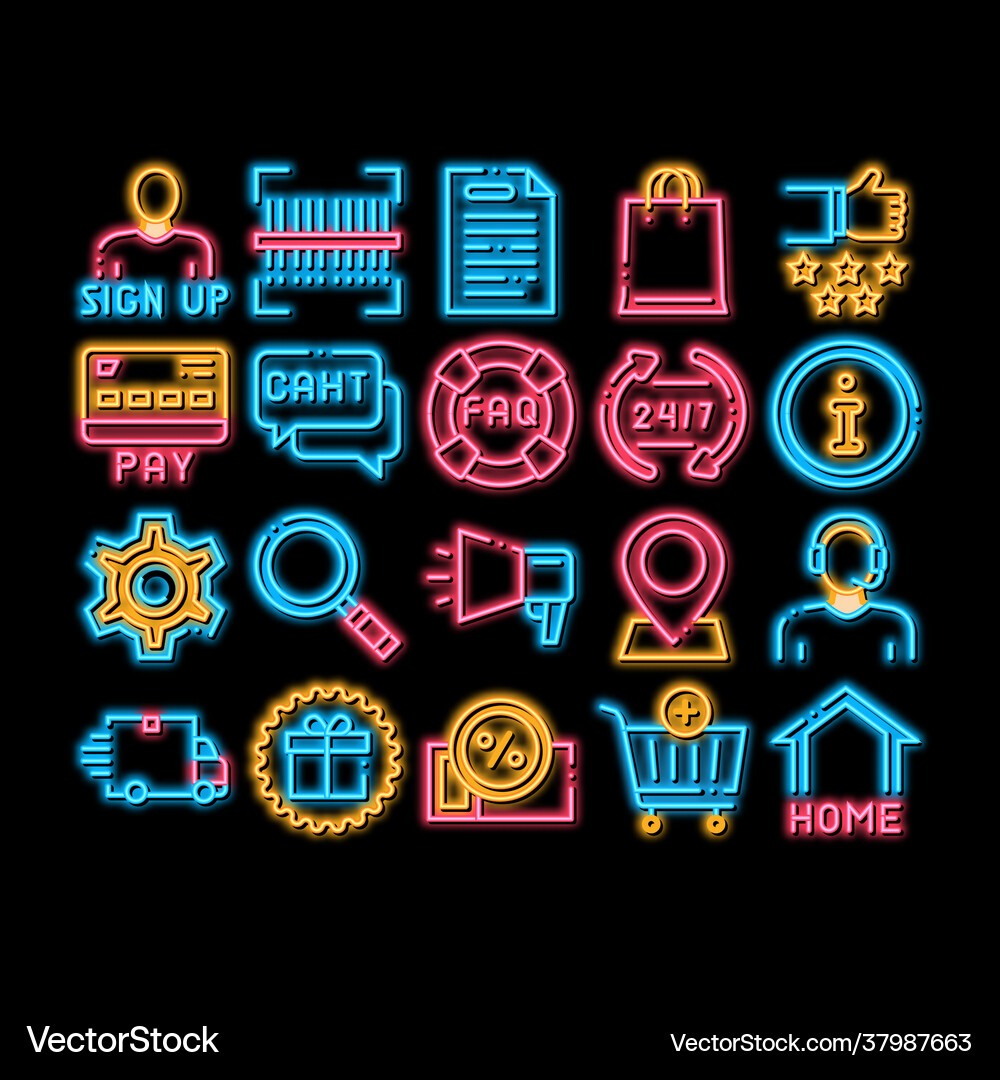 Webshop internet store neon glow icon Royalty Free Vector