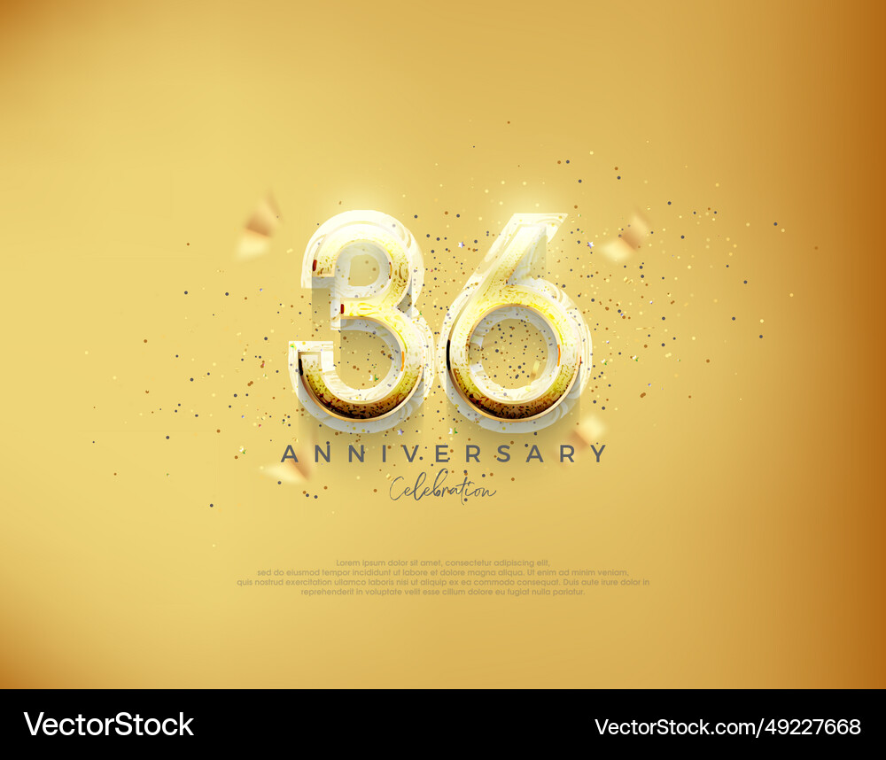 36th anniversary number luxury gold background Vector Image