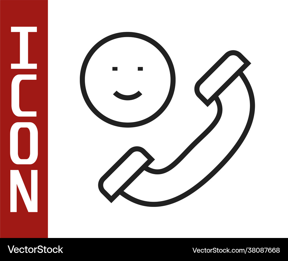 Black line incoming call on mobile phone icon Vector Image