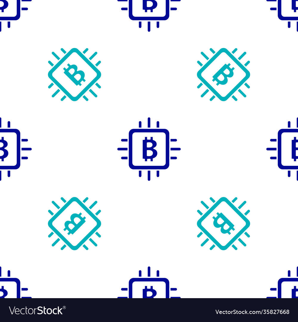 Blue cpu mining farm icon isolated seamless Vector Image
