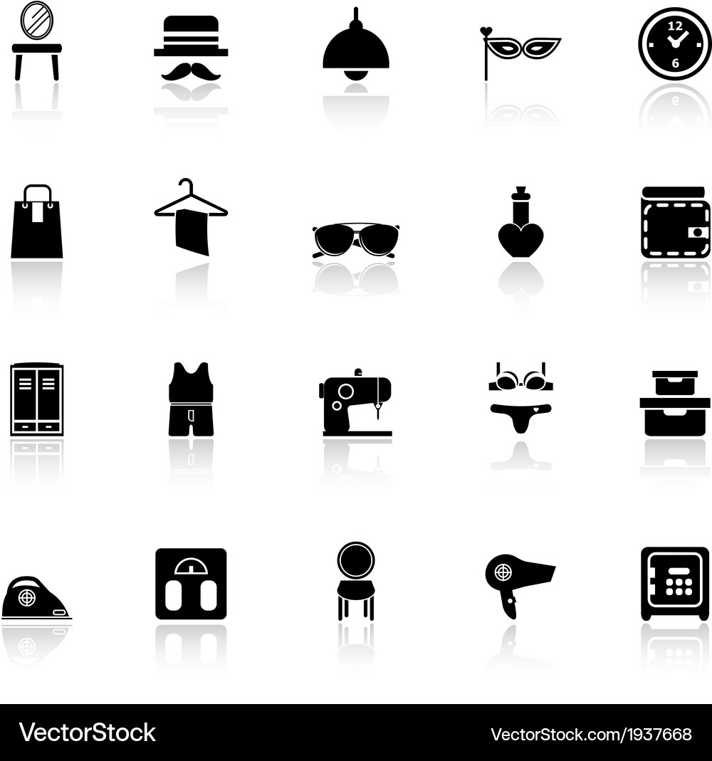 Dressing room icons with reflect on white Vector Image