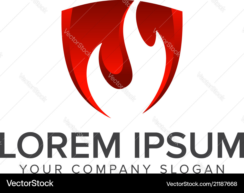 Fire shield logo design concept template Vector Image