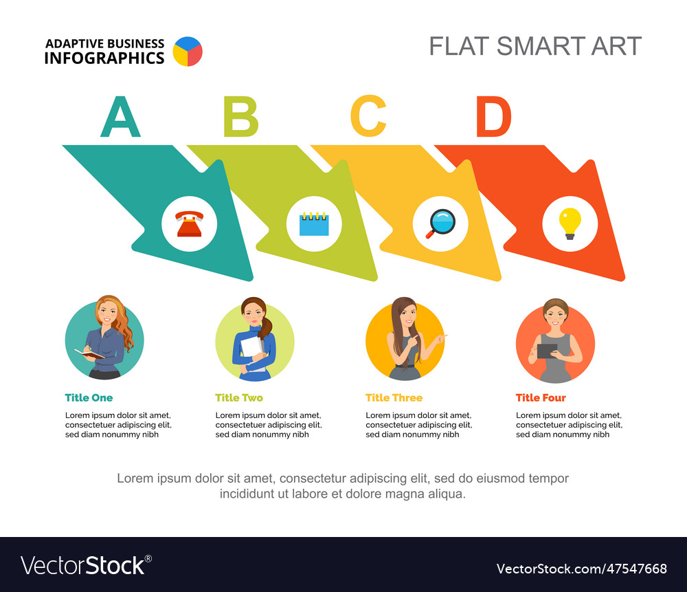 Four arrows work process chart template Royalty Free Vector
