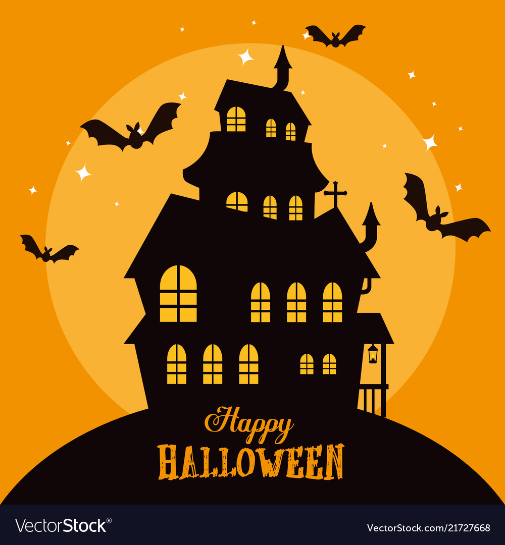 Happy halloween card with enchanted castle Vector Image