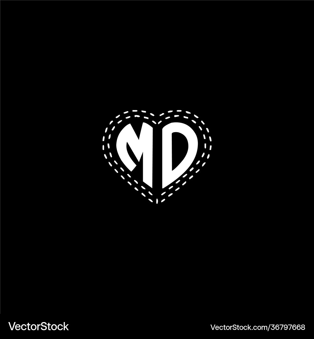M d letter logo design on black color background Vector Image